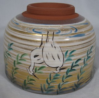 Kyoyaki Tea Bowl With Sagi And Yanagi - Japanese Tea Mart Rikyu